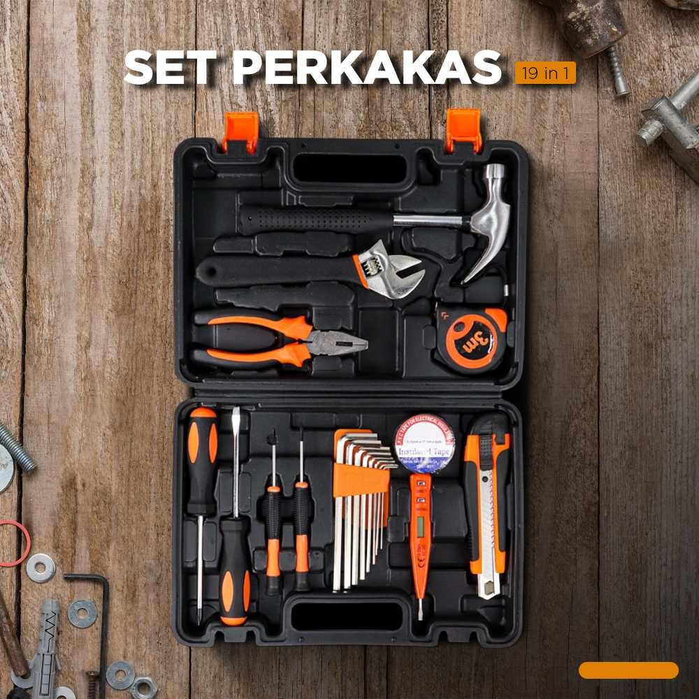 Jual A.H - OLOEY Alat Set Perkakas Tang Palu Obeng with Box Storage ...