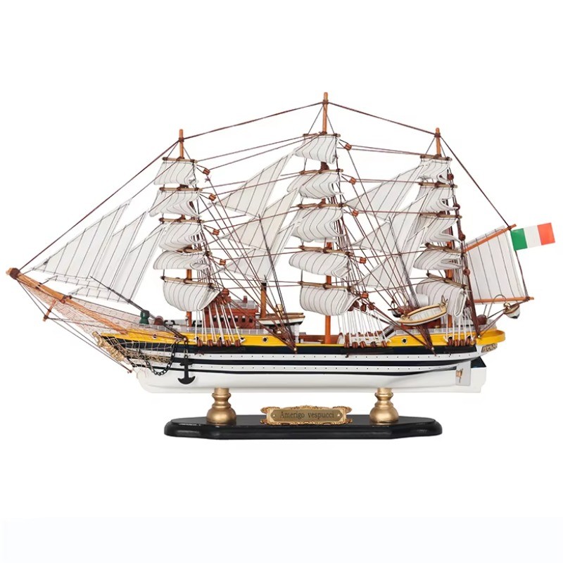 Jual Sailing Solid Ship Model Ornament Decorative Wooden Boat Amerigo ...