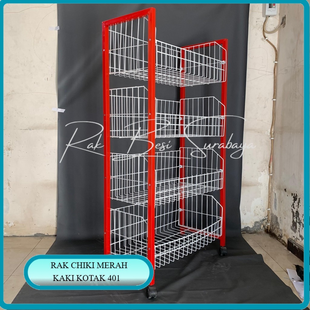 Jual RAK CHIKI KAKI KOTAK 401 RODA/Rak display/keranjang jajan/Rak toko ...