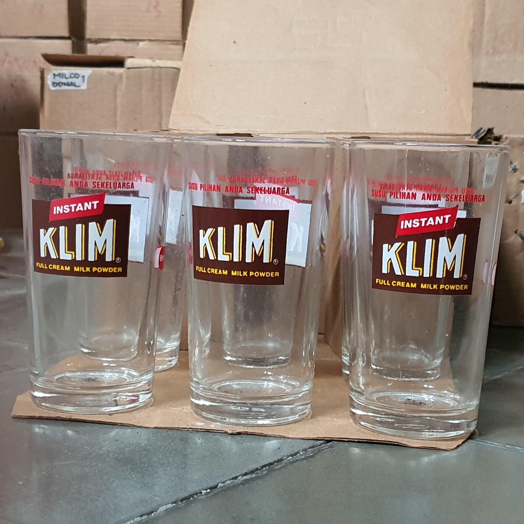 Jual gelas kaca beling jadul lawas vintage merchandise hadiah susu klim ...