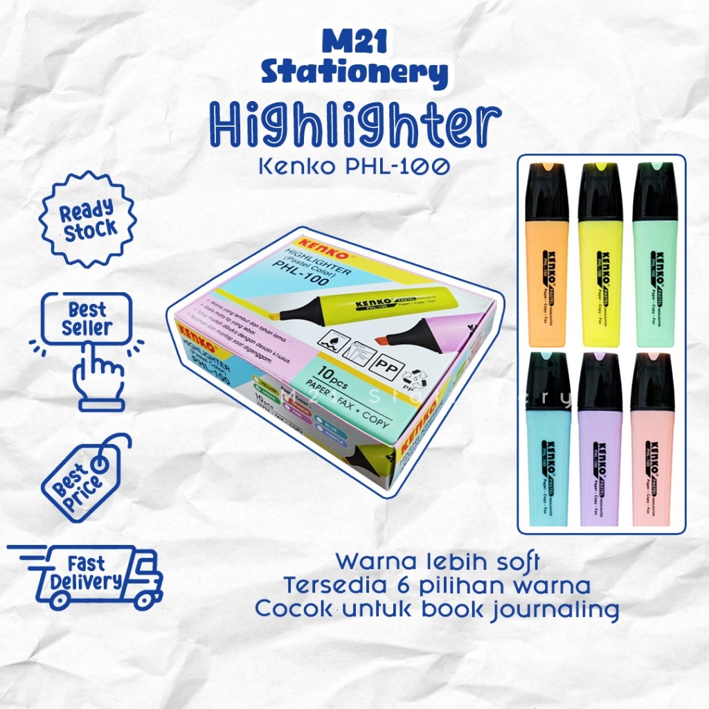 Jual (1 PCS) HIGHLIGHTER KENKO HL-100 & PHL-100 / PENANDA WARNA STABILO ...