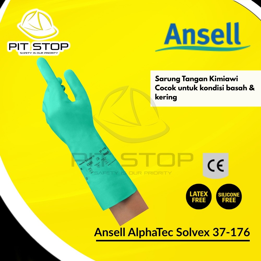 Jual Sarung Tangan Kimia Ansell AlphaTec Solvex 37-176 Karet Nitril Keselamatan Kerja Safety ...