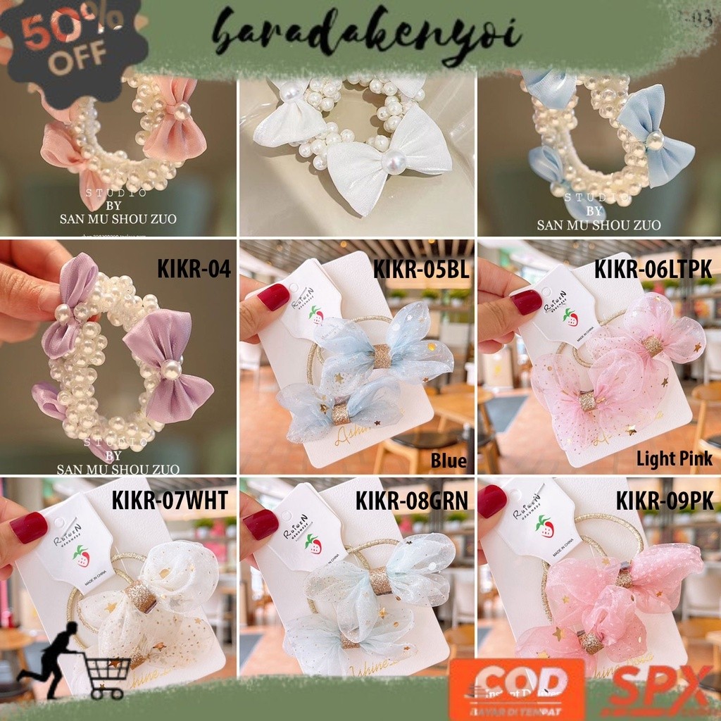 Jual READY Karet Rambut Anak Model Pita Renda Mutiara Import / Kunciran ...