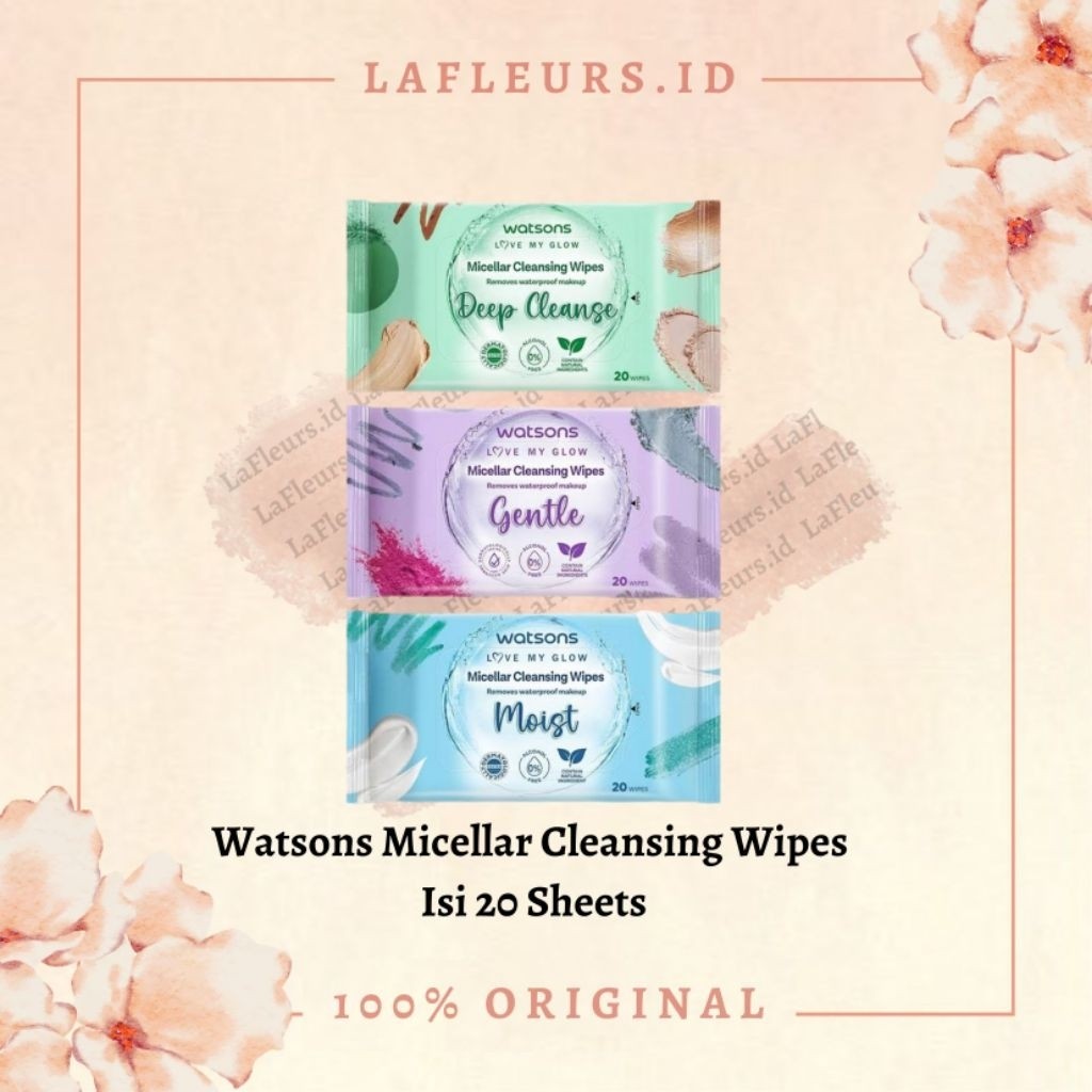 Jual Watsons Micellar Cleansing Wipes Deep Cleanse / Gentle / Moist isi ...