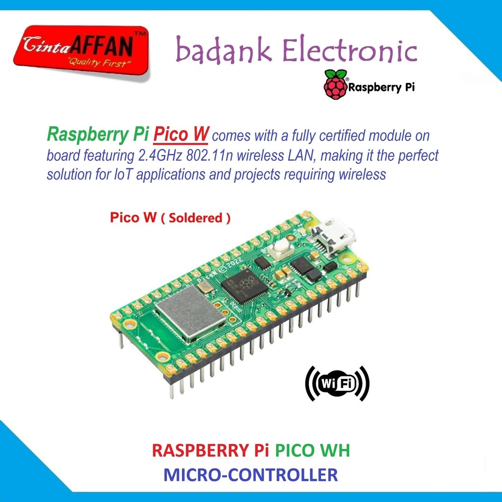 Jual Raspberry Pi PICO WH WIFI 2.4GHz 802.11n Wireless LAN | Shopee ...
