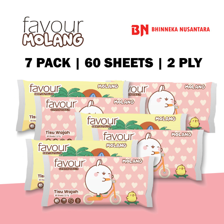 Jual Favour Molang Travel Pack Tisu Tissue 60 Sheets [7 Pack] | Shopee ...