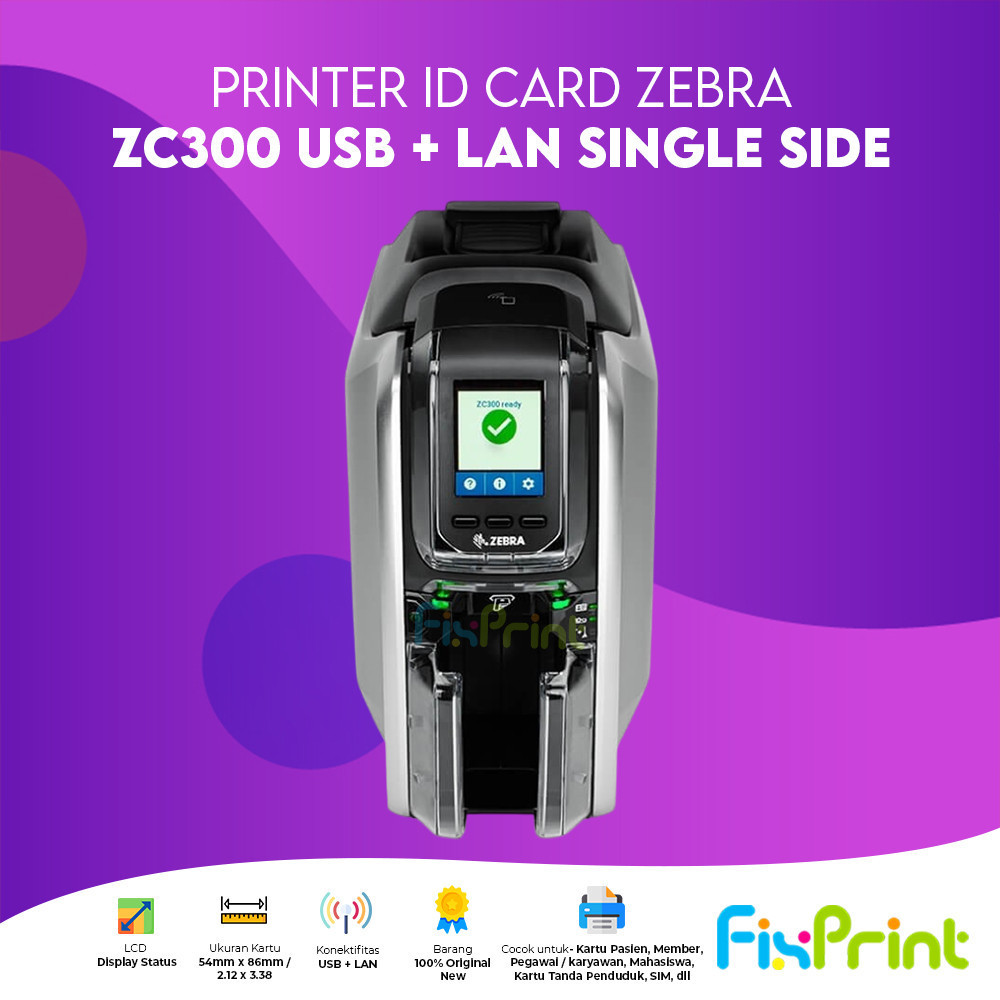 Jual PRINTER ID CARD ZEBRA ZC300 / ZC 300 USB + LAN | Shopee Indonesia