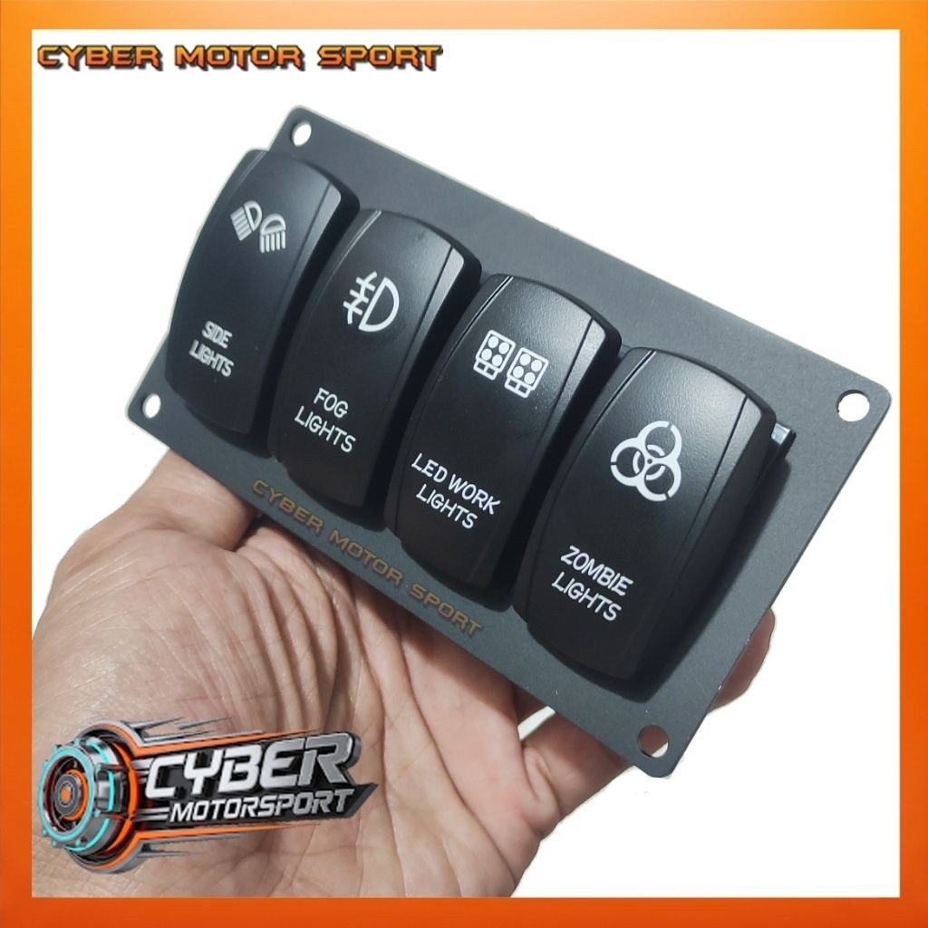 Jual Panel Saklar mobil 4 tombol rocker switch 12v 24v 4 gang LED ...