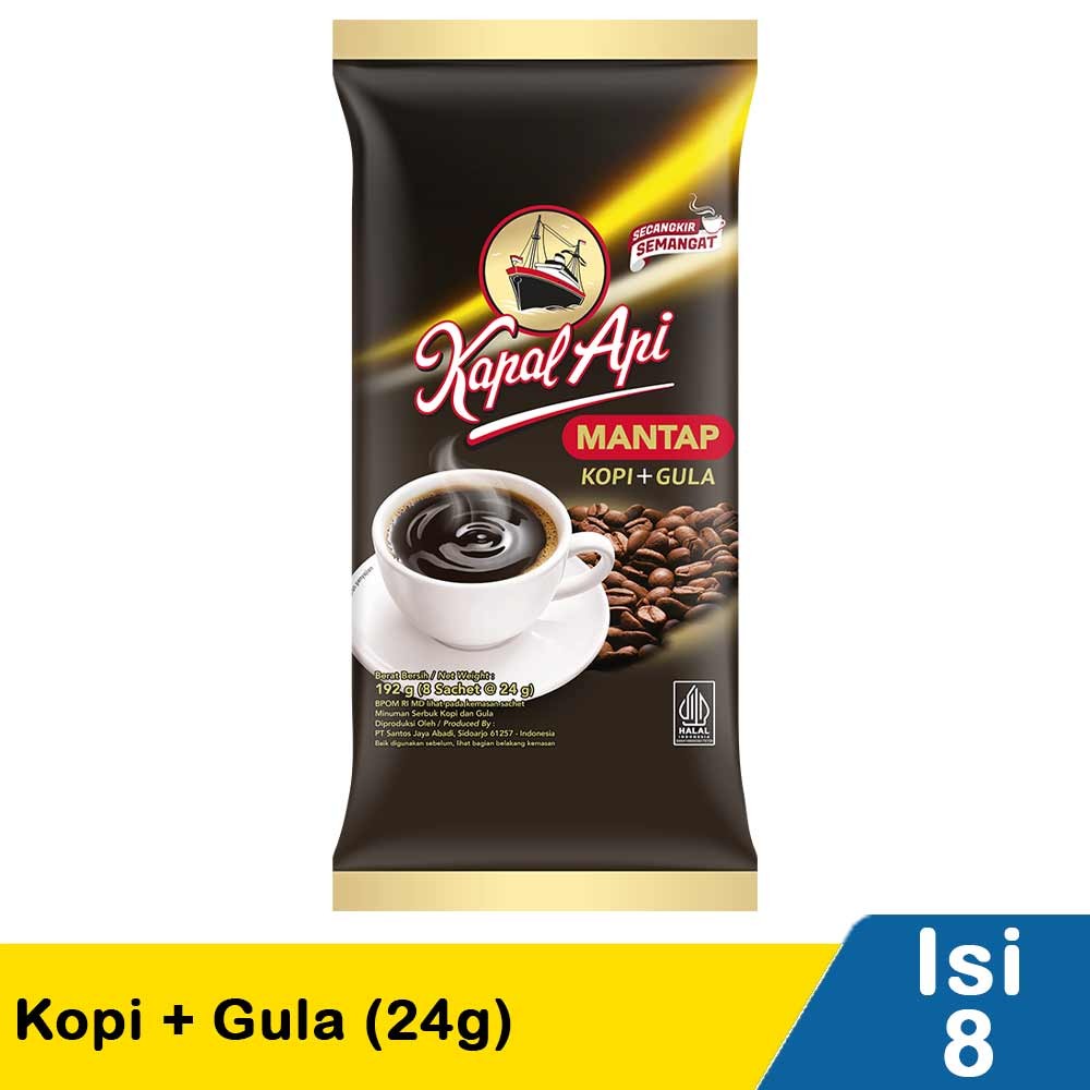Jual KAPAL API KOPI BUBUK+GULA MANTAP 8x24g | Shopee Indonesia