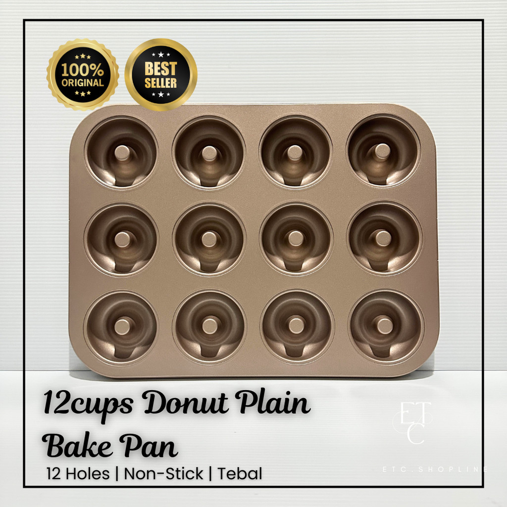 Jual 12cups Donut Plain Cake Bake Pan Non Stick Carbon Steel | Loyang ...