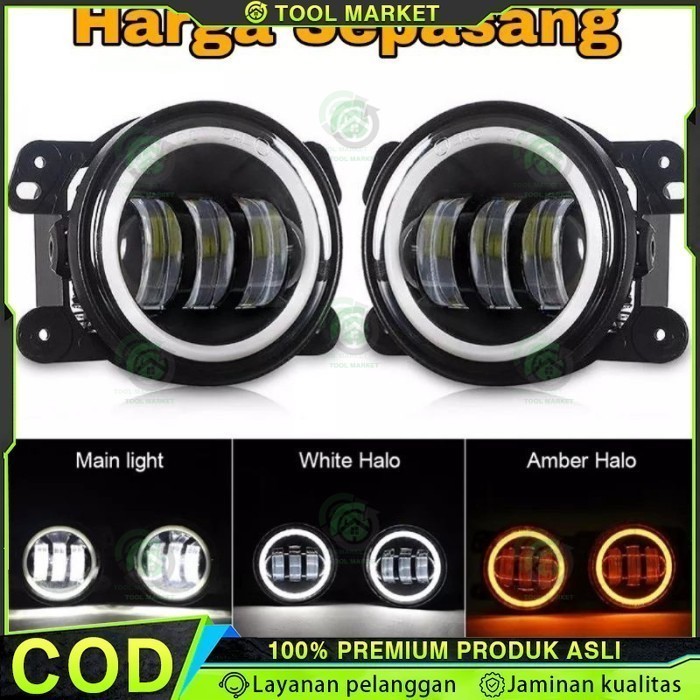 Jual Lampu foglamp led daymaker 4 inch 3 lensa full ring Foglamp drl ...