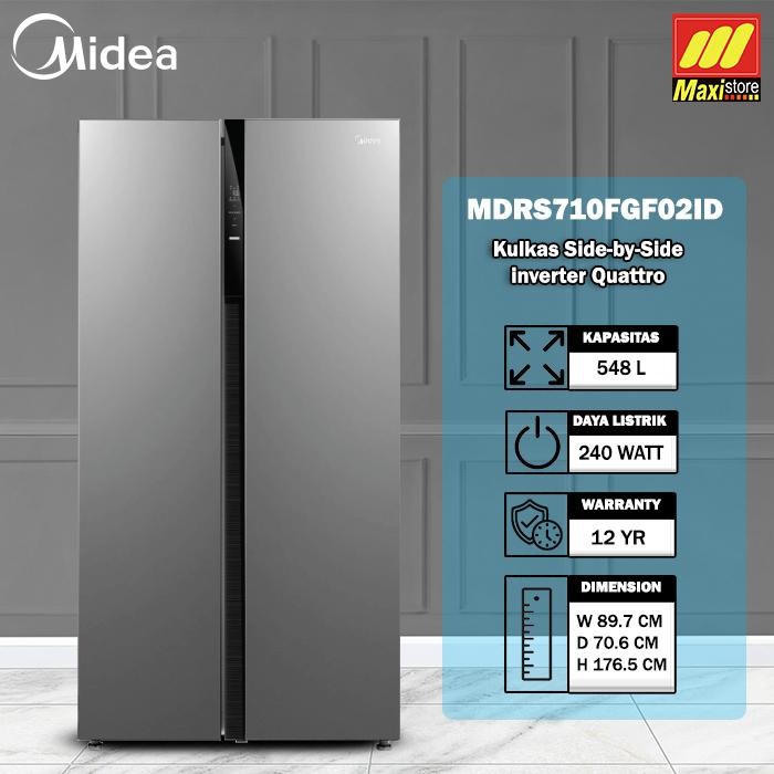 Jual MIDEA MDRS710FGF02ID Kulkas 2 Pintu Side by Side [548 L] Inverter ...