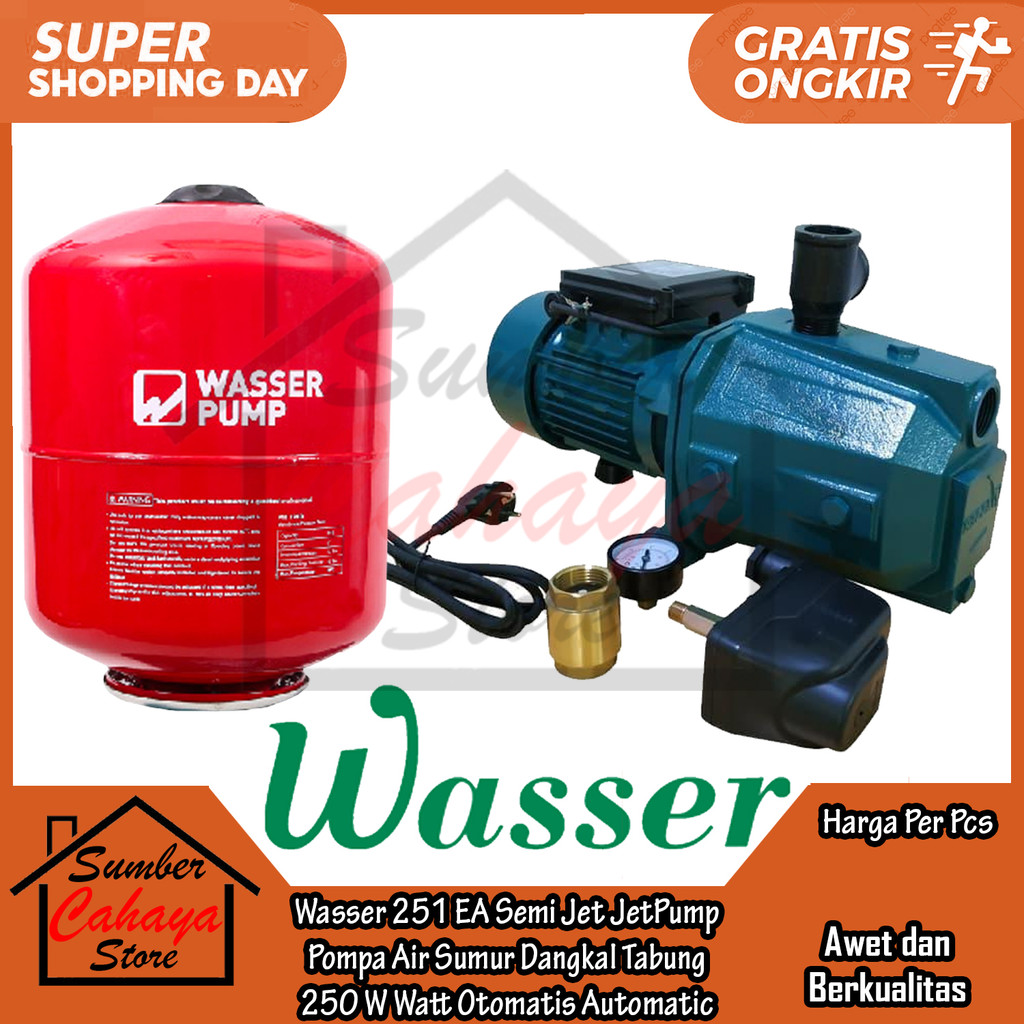 Jual Wasser 251 EA Semi Jet JetPump Pompa Air Sumur Dangkal Tabung 250 ...