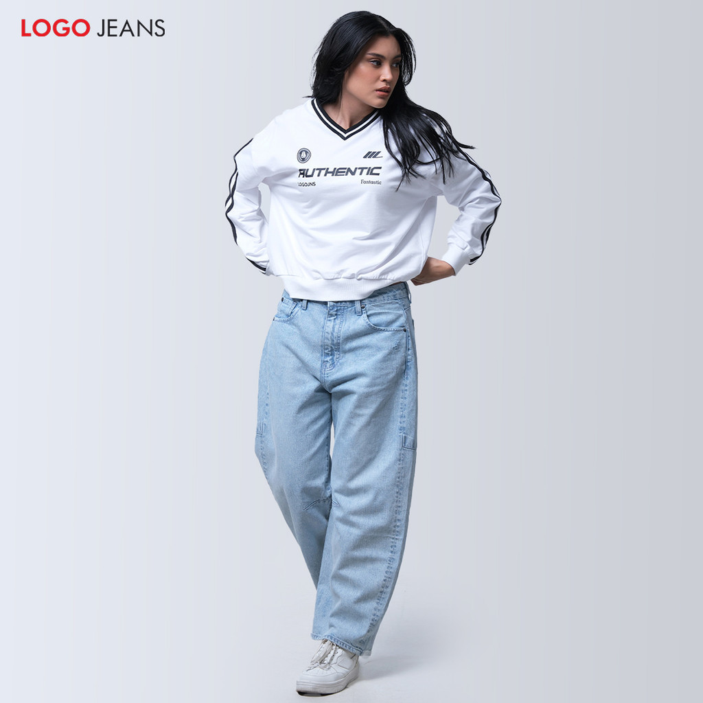 Jual Logo Jeans Sweater Wanita Ilona Offwhite 34450L1OW | Shopee Indonesia