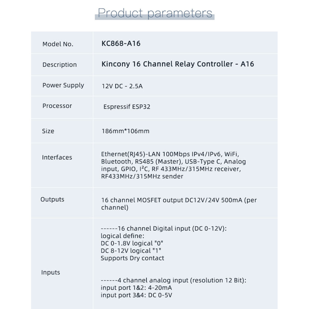 Jual Kincony A16 Tasmota ESPhome Home Assistant Arduino IDE ESP32 Development Board MQTT TCP Web ...