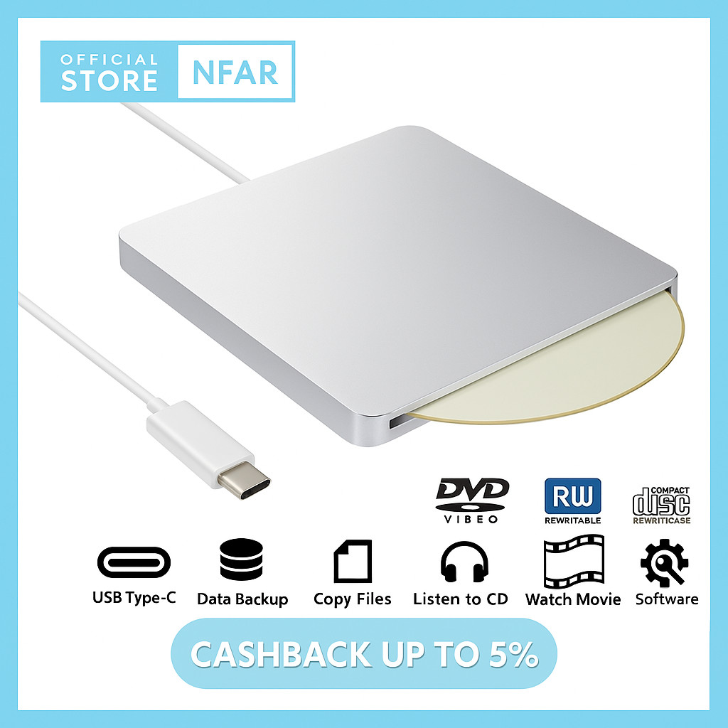Jual DVD RW External Type C USB 2.0 CD DVD RW External Portable Laptop ...