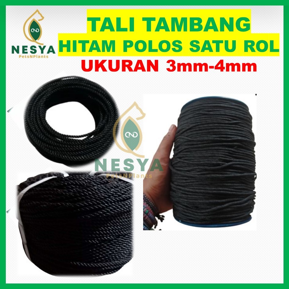 Jual 1 Roll Tali Tambang Polos Hitam 3mm 4mm Tali Tampar Hitam - Tali ...