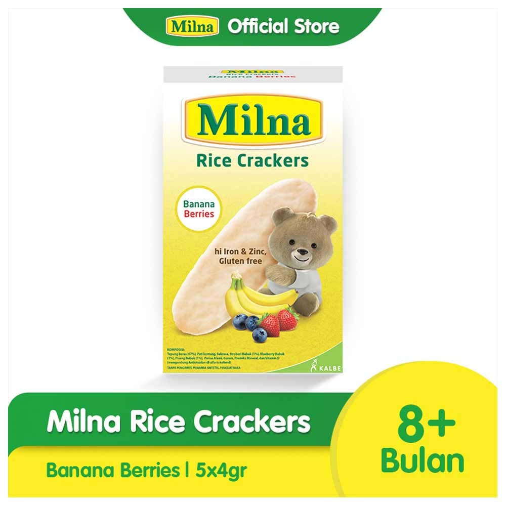 Jual MILNA RICE CRACKERS BANANA BERRIES 20g | Shopee Indonesia