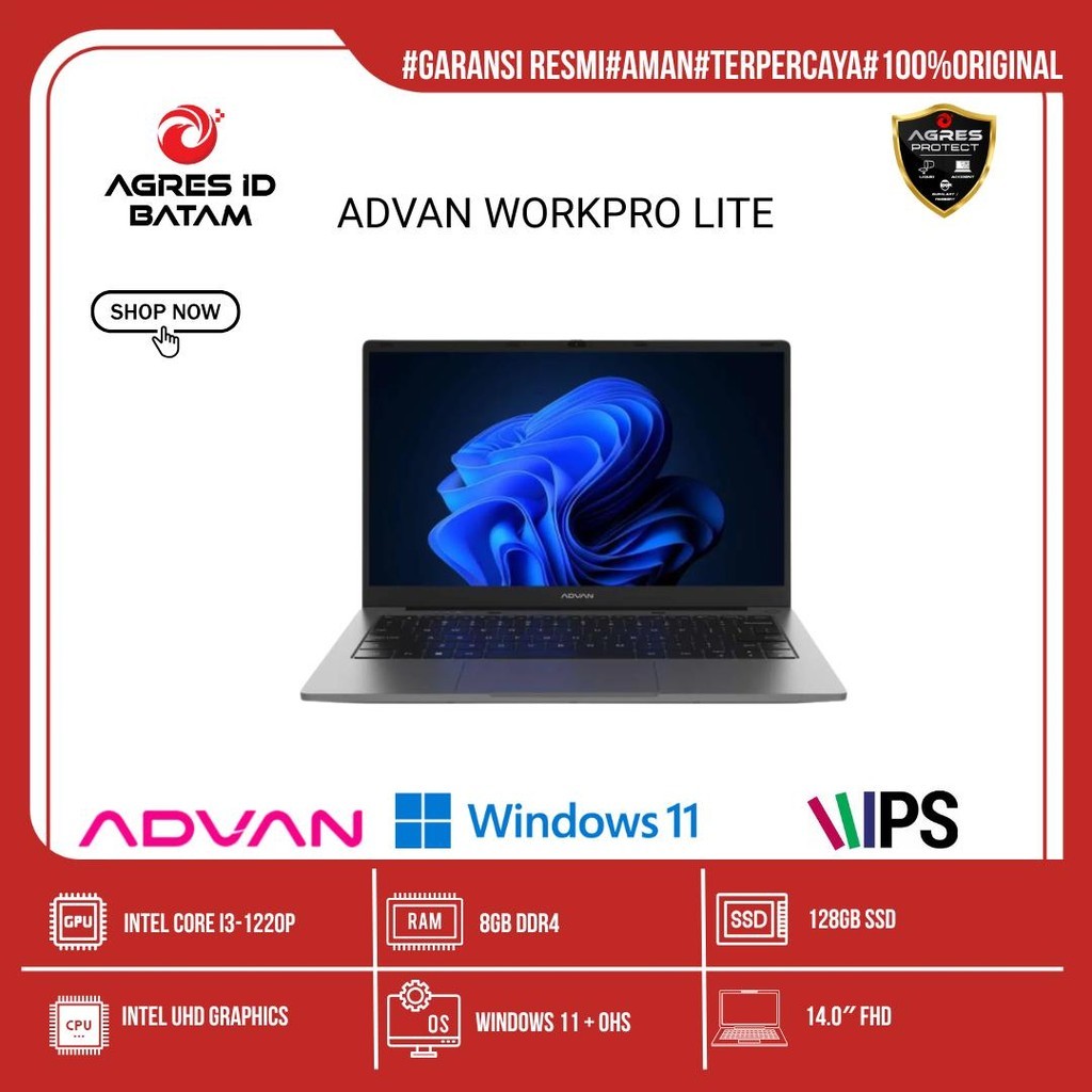 Jual ADVAN WORKPRO LITE I3 - 1220P 8GB 256GB+11HOME GREY | Shopee Indonesia