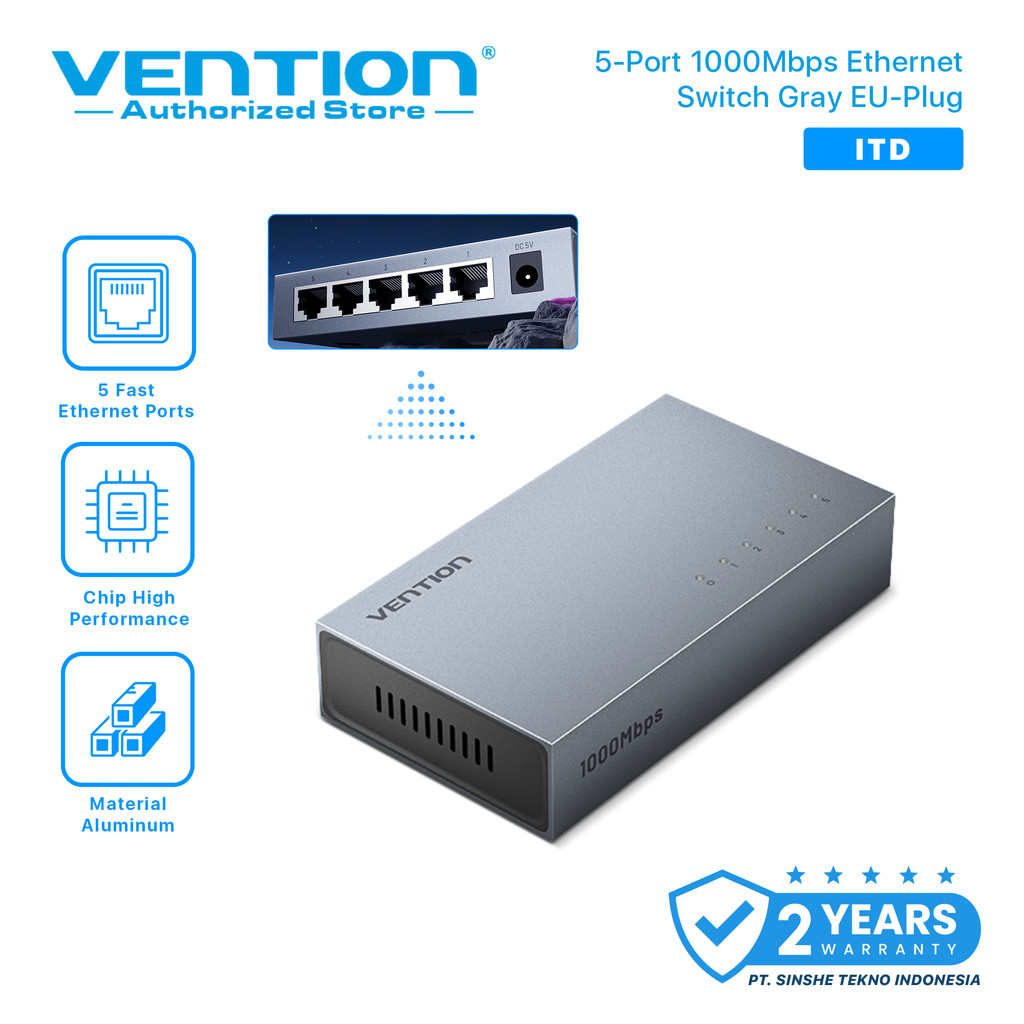 Jual Vention 5 Port Gigabit Ethernet Switch Network LAN RJ45 1000Mbps ...