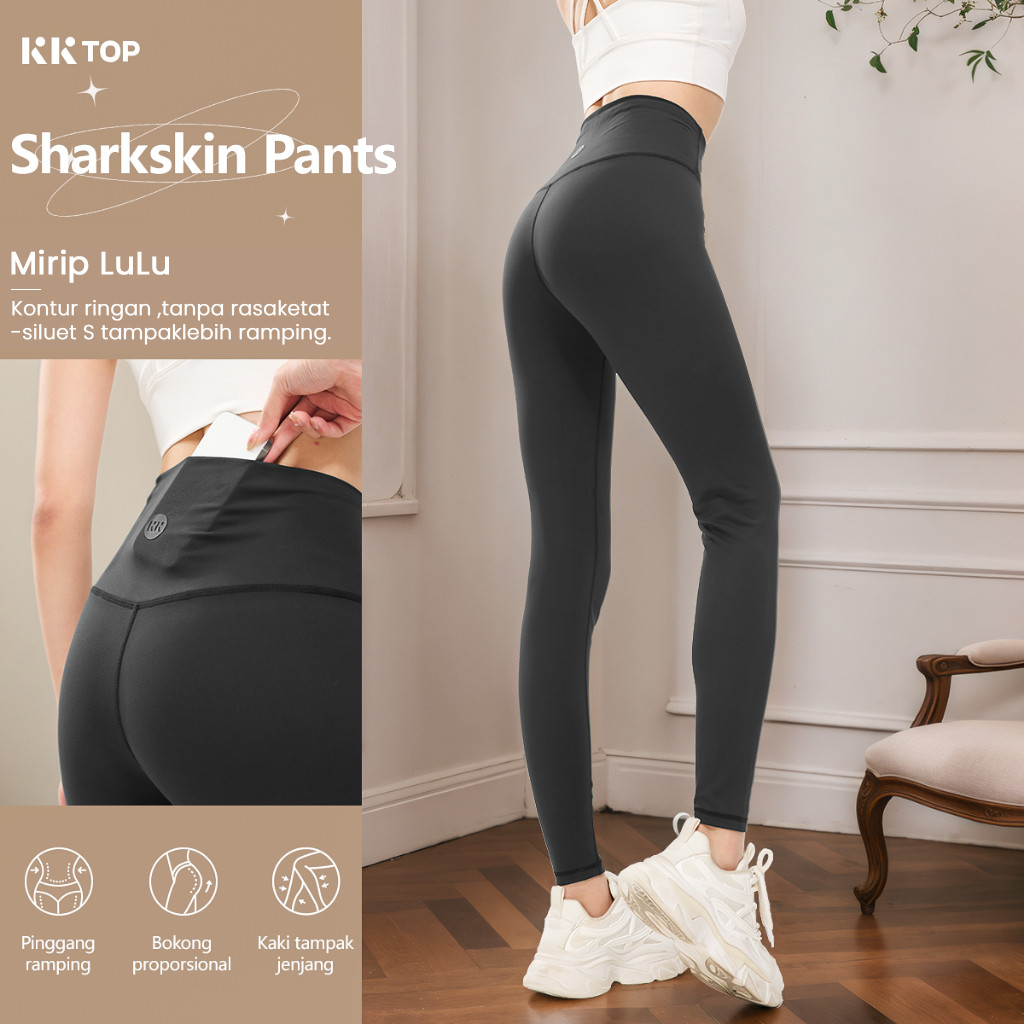 Jual KKTOP LYCRA® V-Up 3D Leggings Wanita - High Waist Seamless Hitam ...