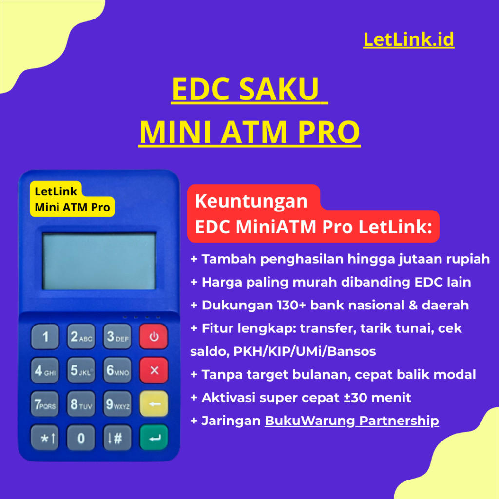 Jual EDC Saku Mini ATM Pro LetLink - Mesin Tarik Tunai, Cek Saldo ...