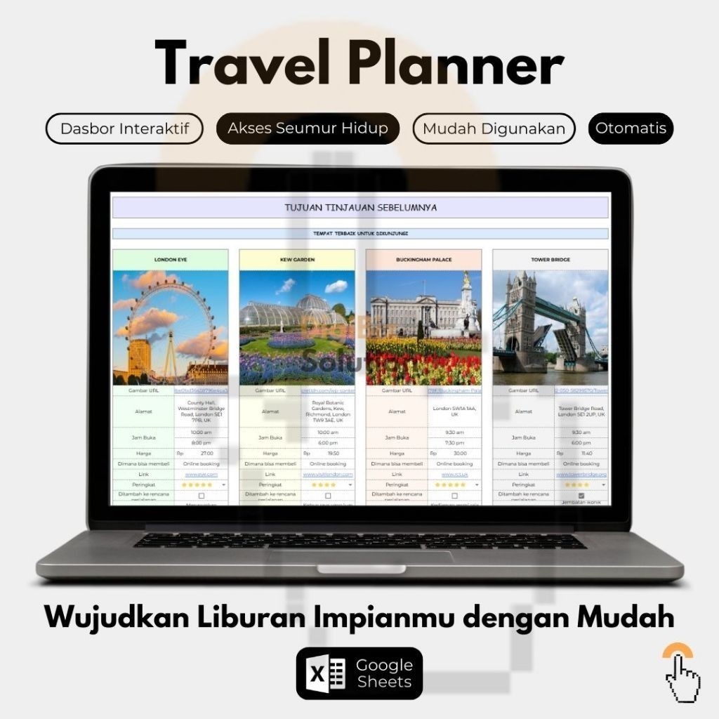 Jual [T030] Travel Planner Dashboard Google Sheet Spreadsheet Template ...