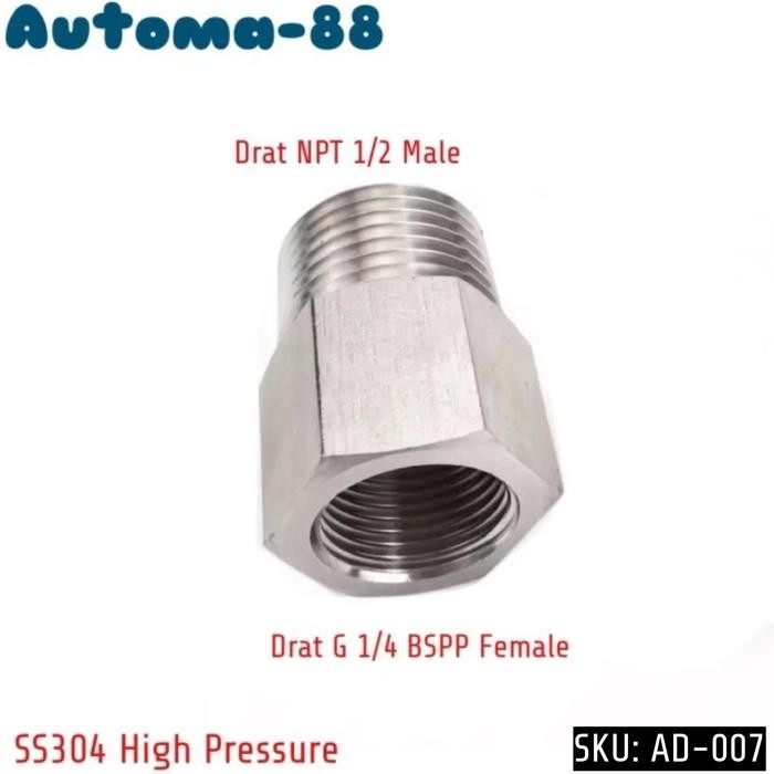 Jual AD-007 Adapter Reducer Drat Dalam G 1/4 Female BSPP x Drat Luar ...