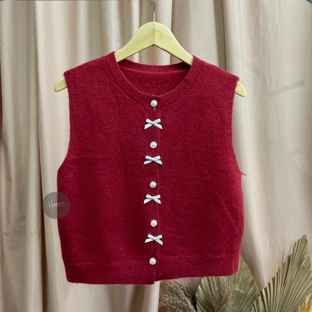 Jual Haseena Vest Knit Izma Rompi Kancing Mutiara Pita Simpel Round ...