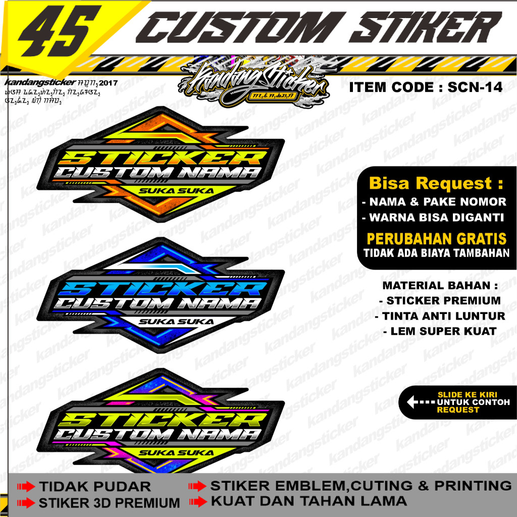 Jual Stiker Racing Custom Satuan Nama Suka Suka Sticker Custom Stiker ...