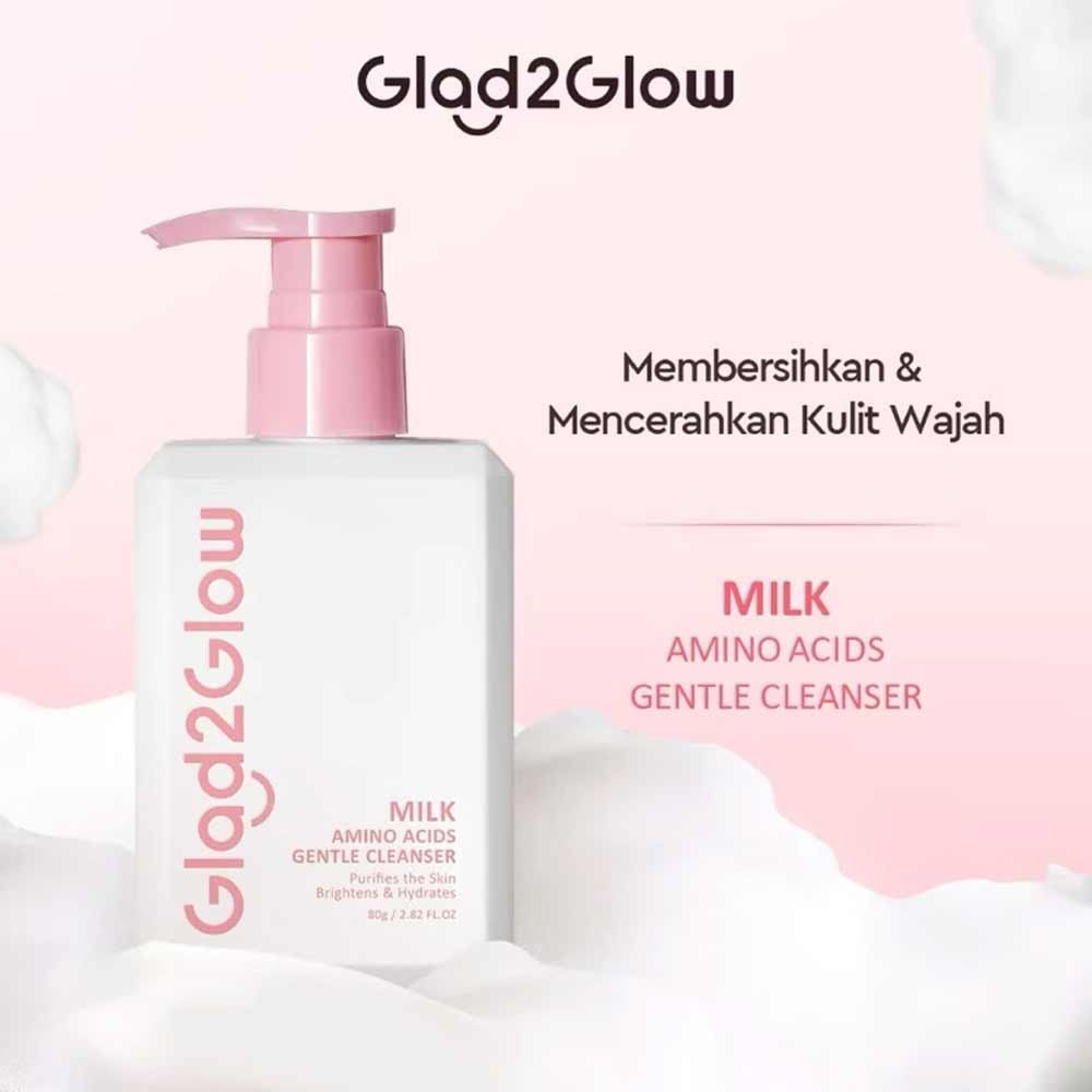 Jual GLAD2GLOW BRIGHTENING CLEANSER MILK AMINO ACID 80g | Shopee Indonesia
