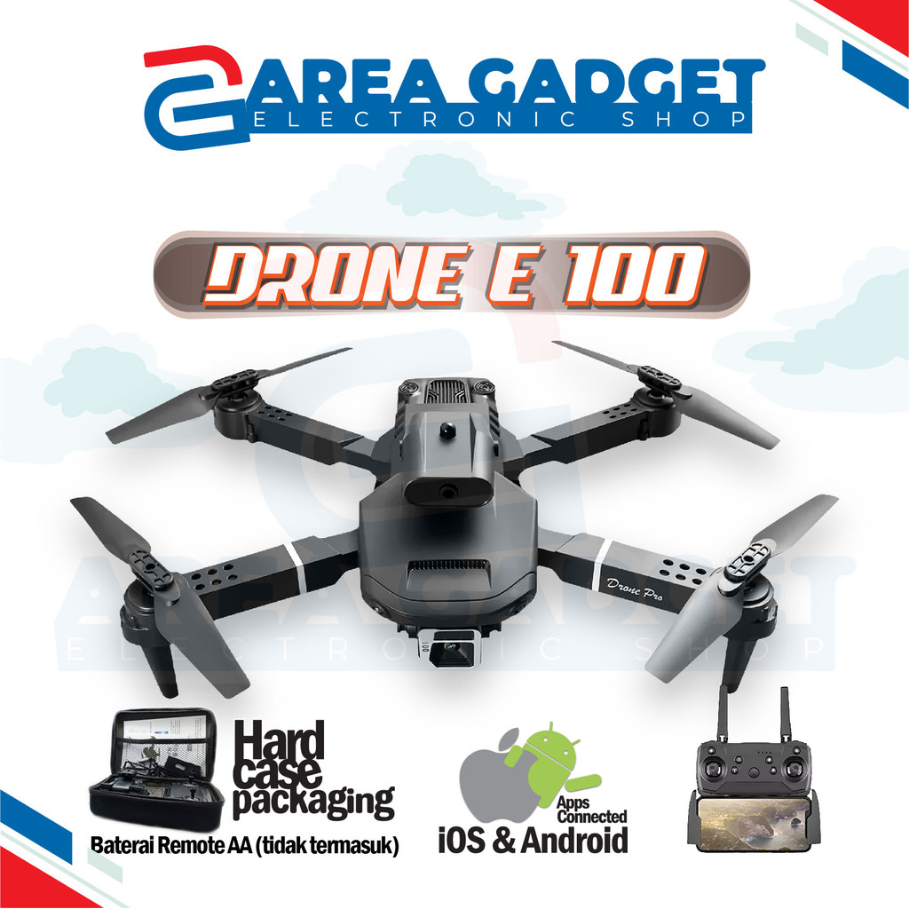 Jual PROMO 1.1 Smart Drone Dual Kamera drone E100 Obstacle Avoidance ...