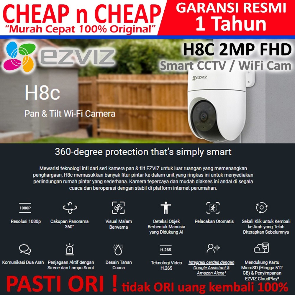 Jual Ezviz H8C 2MP Outdoor Rotate 360 - CCTV Wifi Wireless Camera Smart ...
