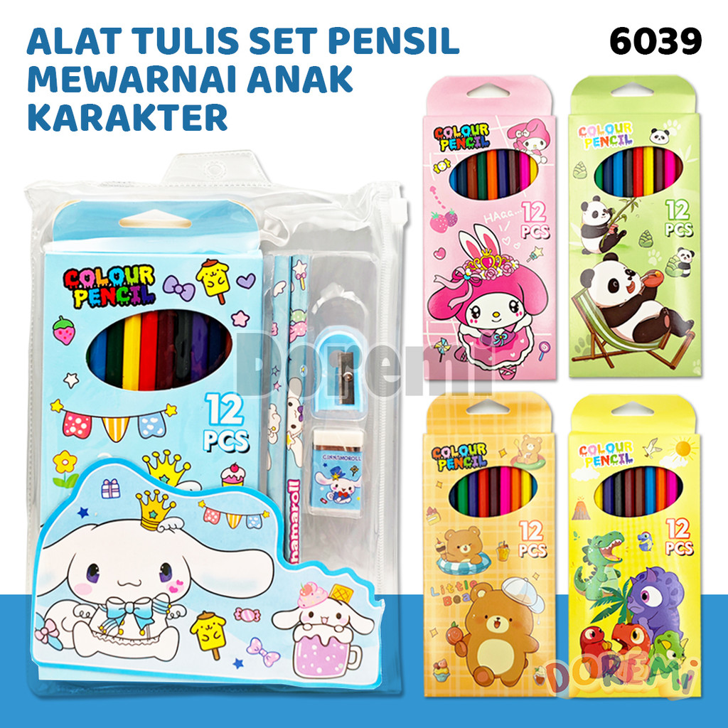 Jual DOREMI Alat Tulis Set Pensil Rautan Penghapus Mewarnai Karakter ...