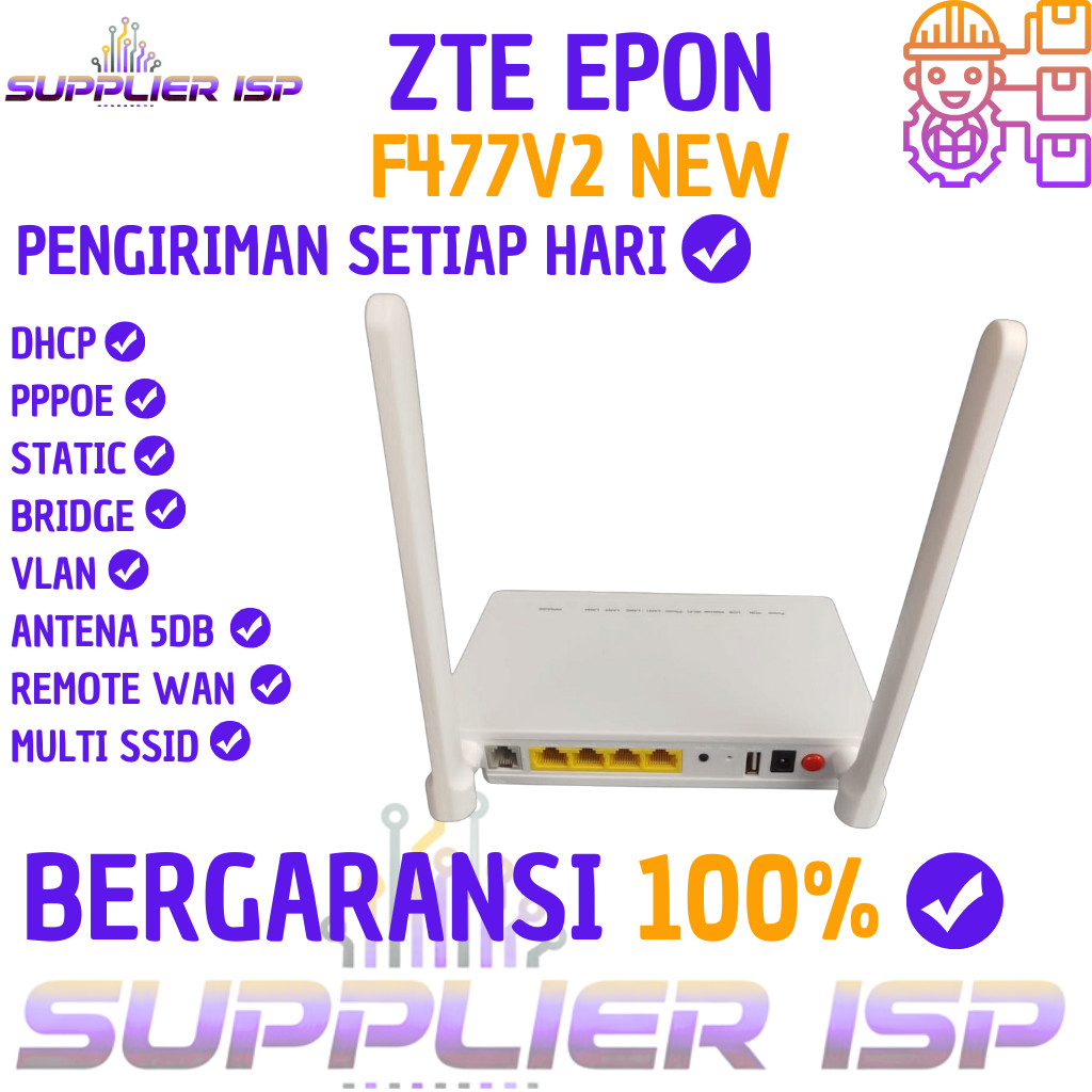 Jual ZTE MODEM F477 V2 F477V2 EPON NEW BARU PUTIH BERSIH 5DB DENGAN ...