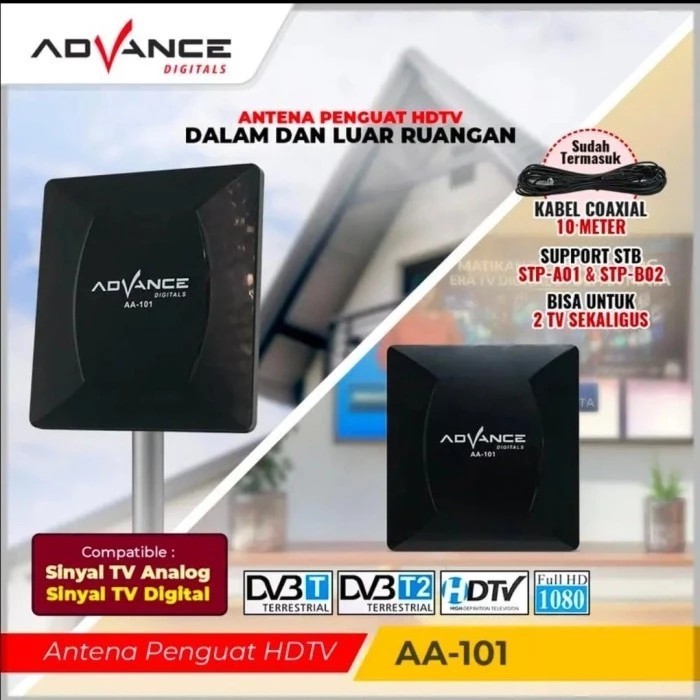 Jual Advance AA-101 Antena Indoor Outdoor Digital Analog Dalam DVB-T2 ...