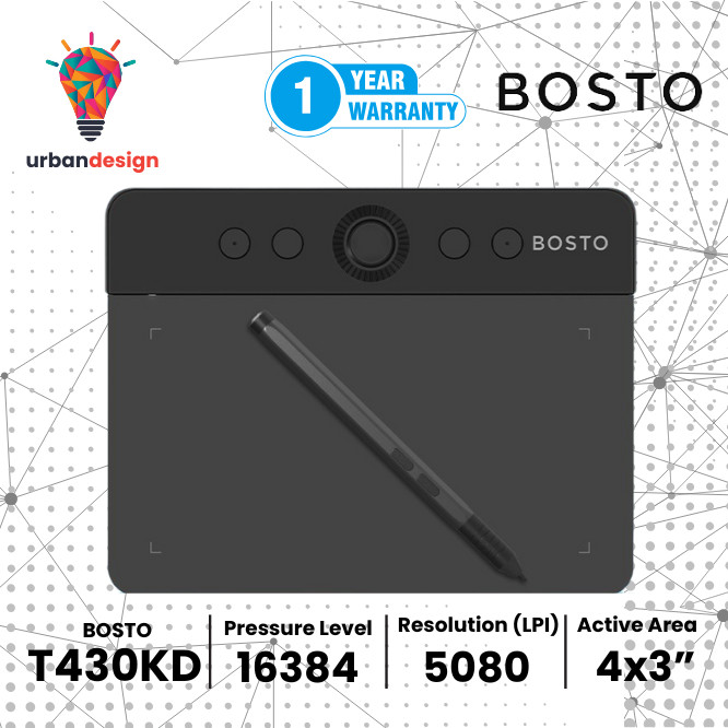 Jual Bosto T430KD Drawing Tablet Pen Tablet 4x3 Inch 16384 Level ...