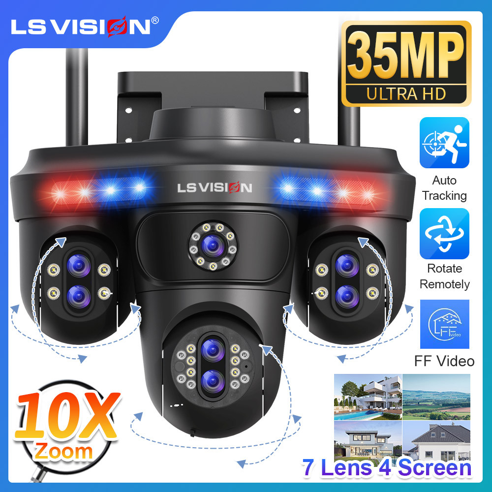 Jual LS VISION 35MP Four Screens WiFi Security Camera Outdoor Seven ...