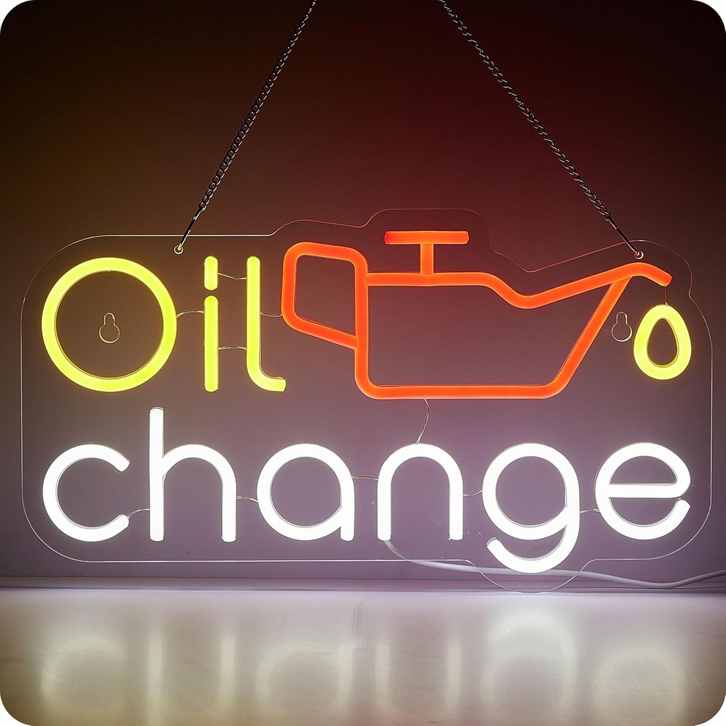 Jual Oil Change Neon Sign Garage Car LED Signs for Wall Decor ...