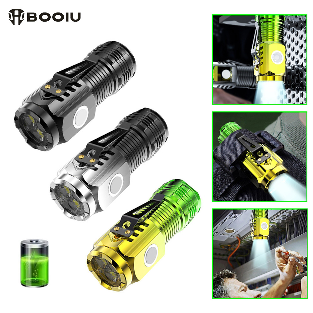 Jual BOOIU Super Bright Flashlight 3 LED Portable Mini Burst Flash ...