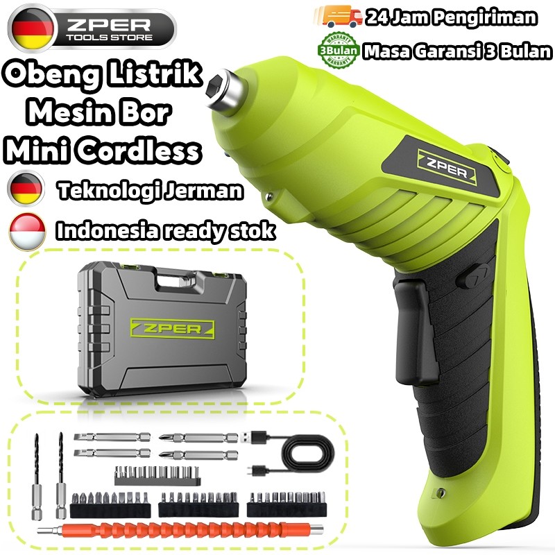 Jual ZPER Obeng Elektrik Set Komplit 4.2V Obeng Listrik Screwdriver ...