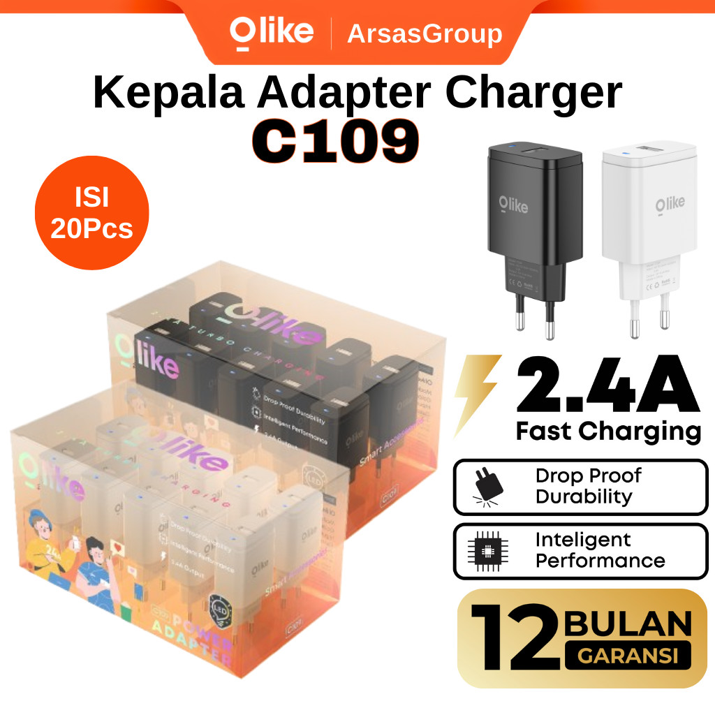 Jual Olike C109 Kepala Cas Charger 2,4A Smart Protection light weight ...