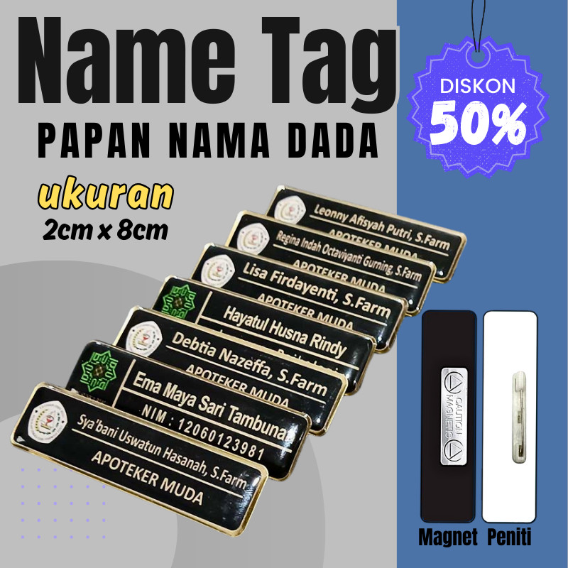 Jual NAMETAG/ NAMA DADA CEMBUNG LAPIS RESIN WARNA EMAS / NAMA DADA ...