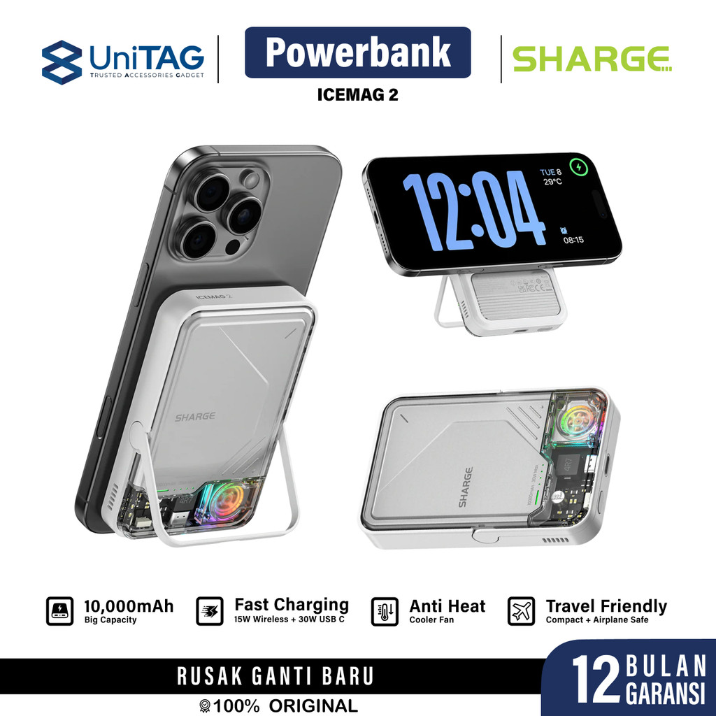 Jual SHARGE Powerbank ICEMAG 2 Magsafe 30W 10000mAh Qi2 Active Cooling Power Bank for iPhone ...