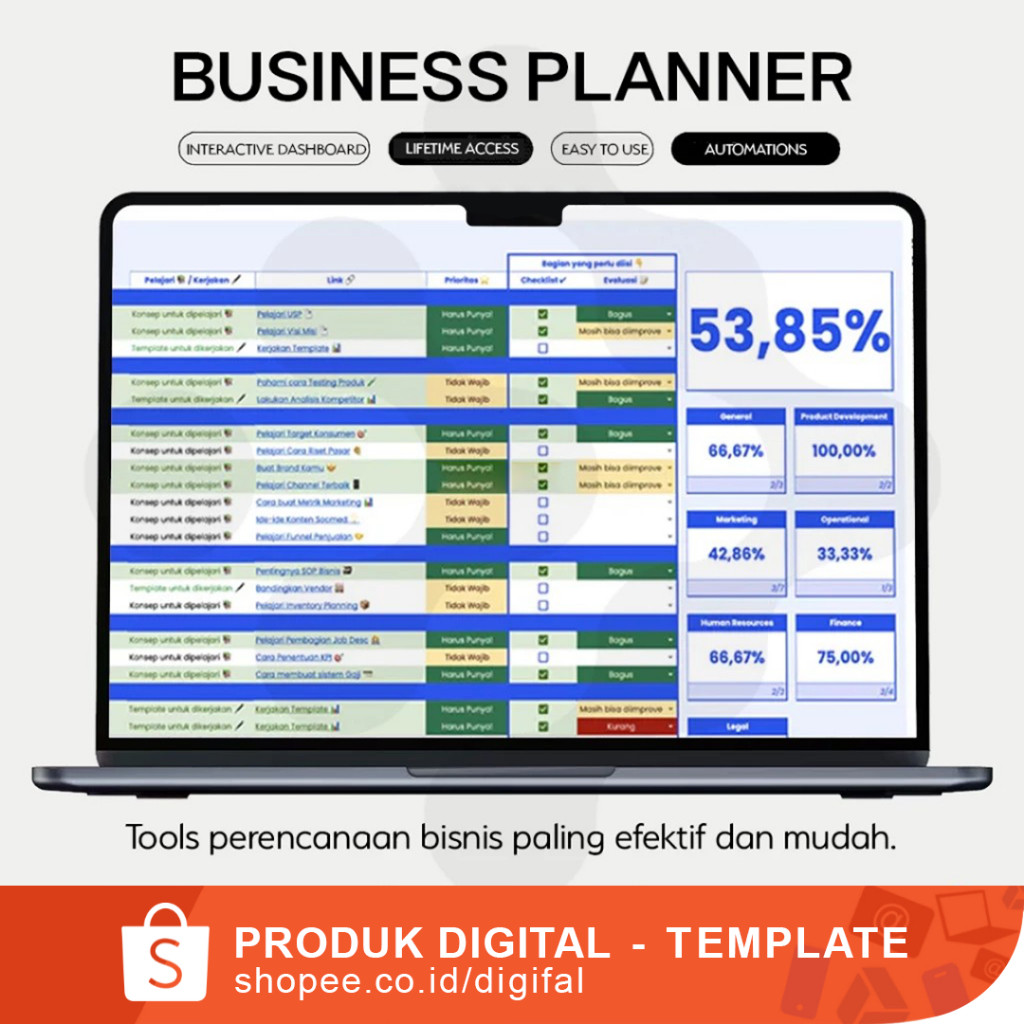 Jual Business Planner TempIate GoogIe Sheet Spreadsheet - TooIs ...