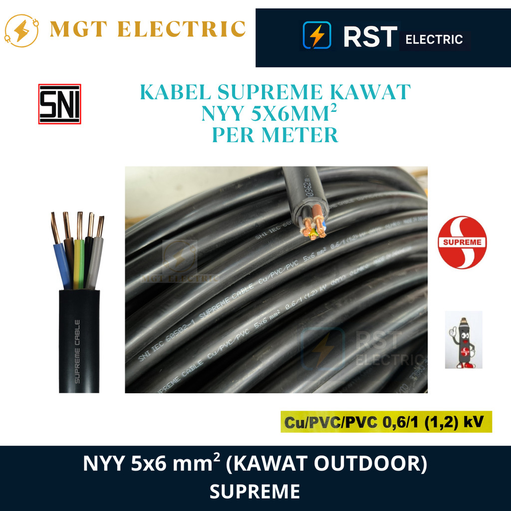Jual SUPREME NYY 5x6 MM / KABEL POWER TUFUR SUPREME 5x6 MM / KABEL ...