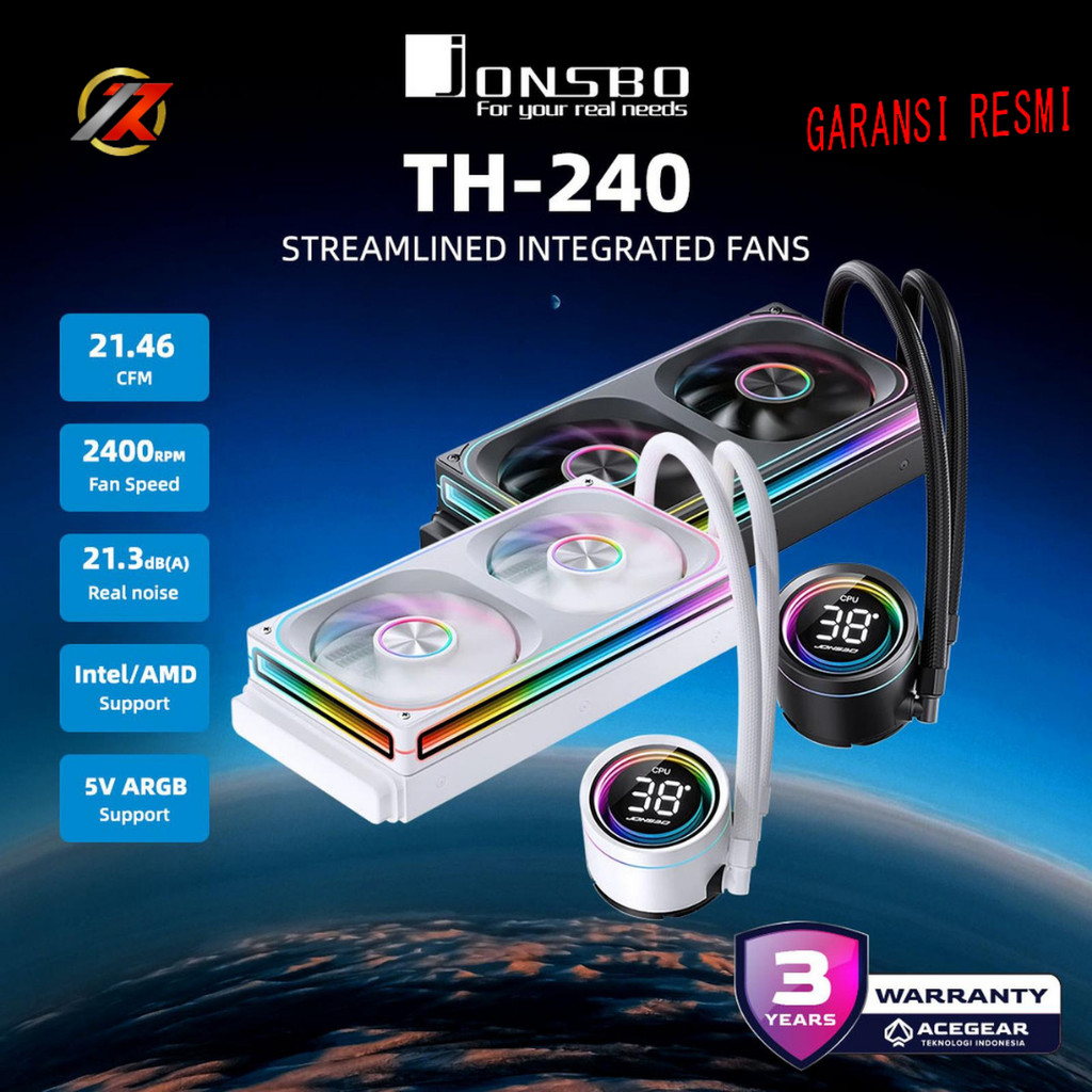 Jual JONSBO TH-240 240mm Matrix Display Seamless ARGB AIO Cooler ...