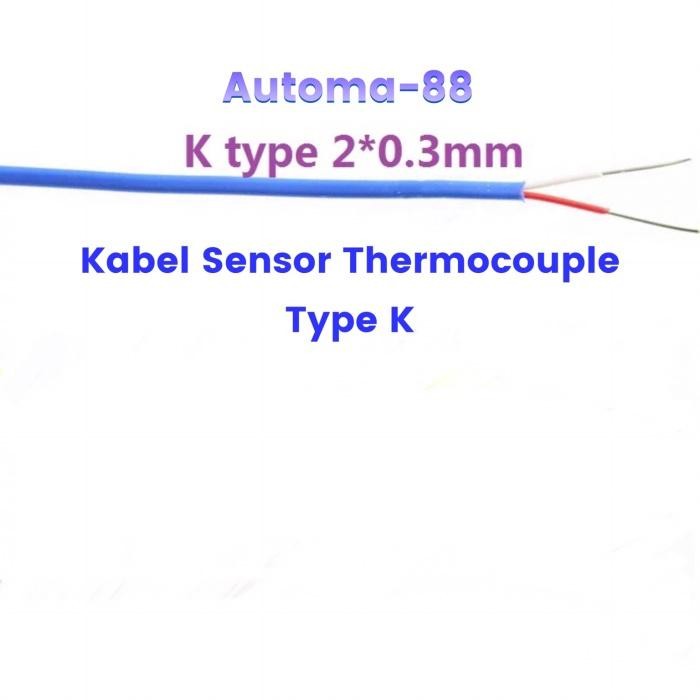 Jual Kabel Type K Extension Sensor Suhu Thermocouple 2 x 0.3 mm Biru ...
