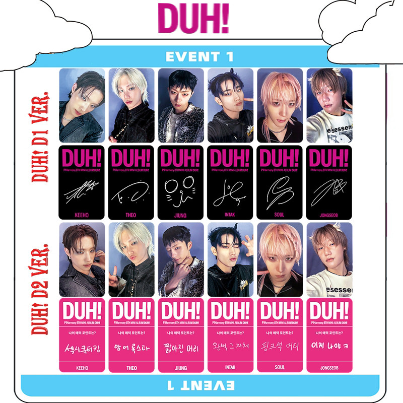 Jual 6Pcs/Set KPOP P1HARMONY DUH! Album Idol Group Cards THEO SOUL ...