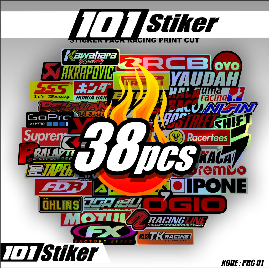 Jual Isi 38 Lembar Sticker Racing Hologram Sticker pack Sticker Sponsor ...